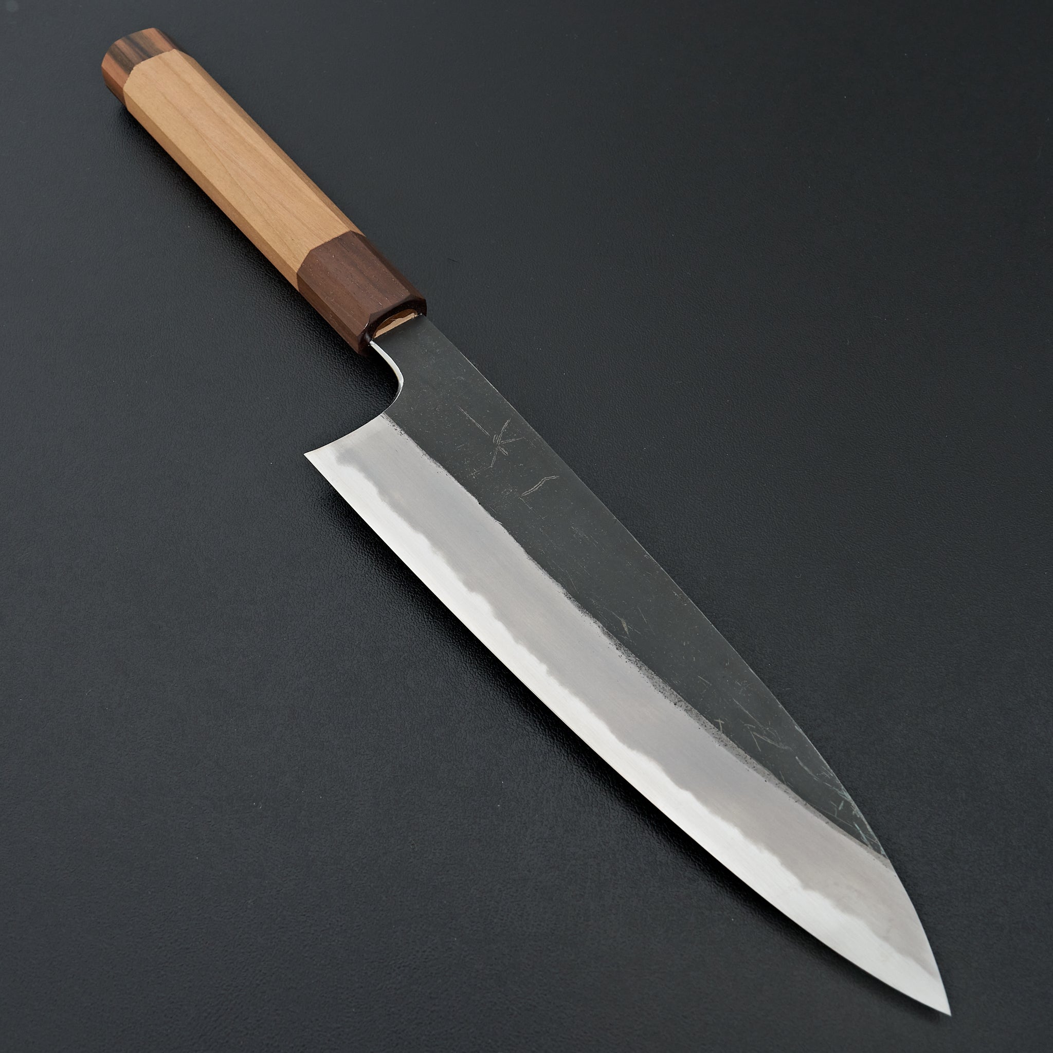 Hitohira Togashi Blue #2 Kurouchi Gyuto 210mm Cherry Wood Handle (Ebon