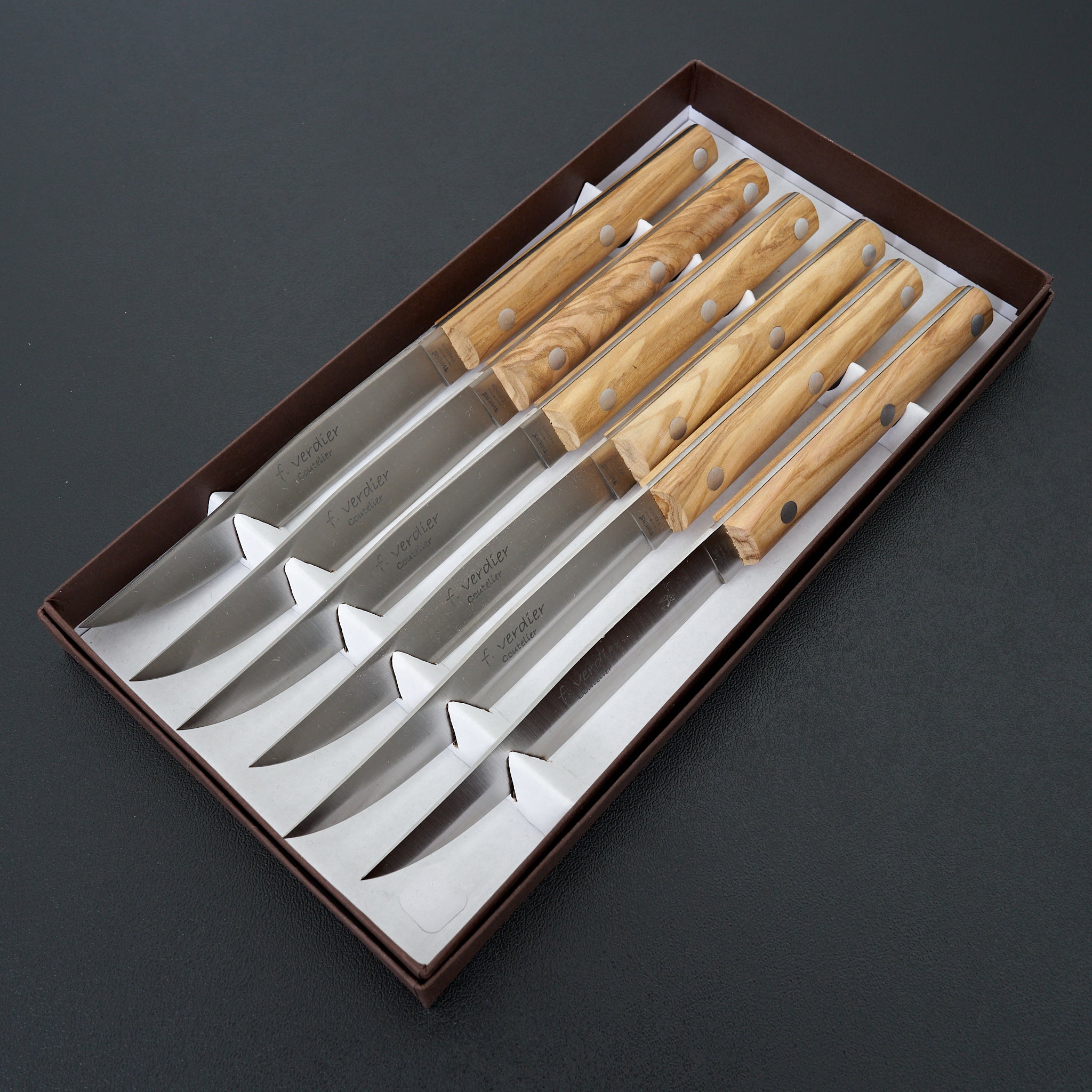 Frederic Verdier Ikuzo Olive Wood 6 Piece Table Knife Set