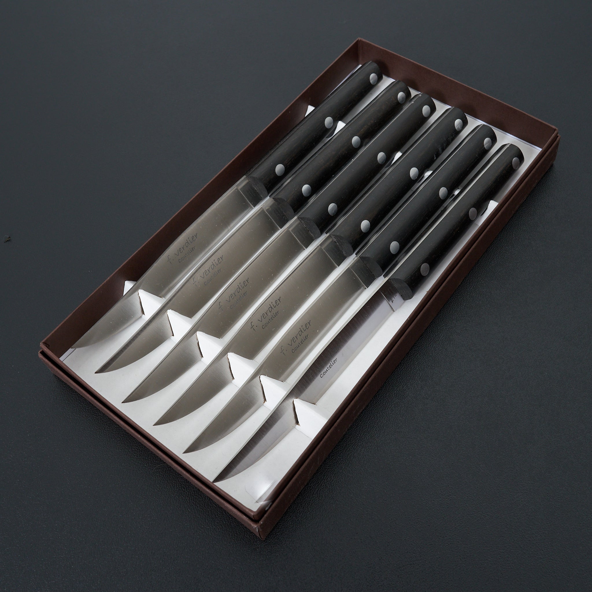 Frederic Verdier Ikuzo Ebony Wood 6 Piece Table Knife Set
