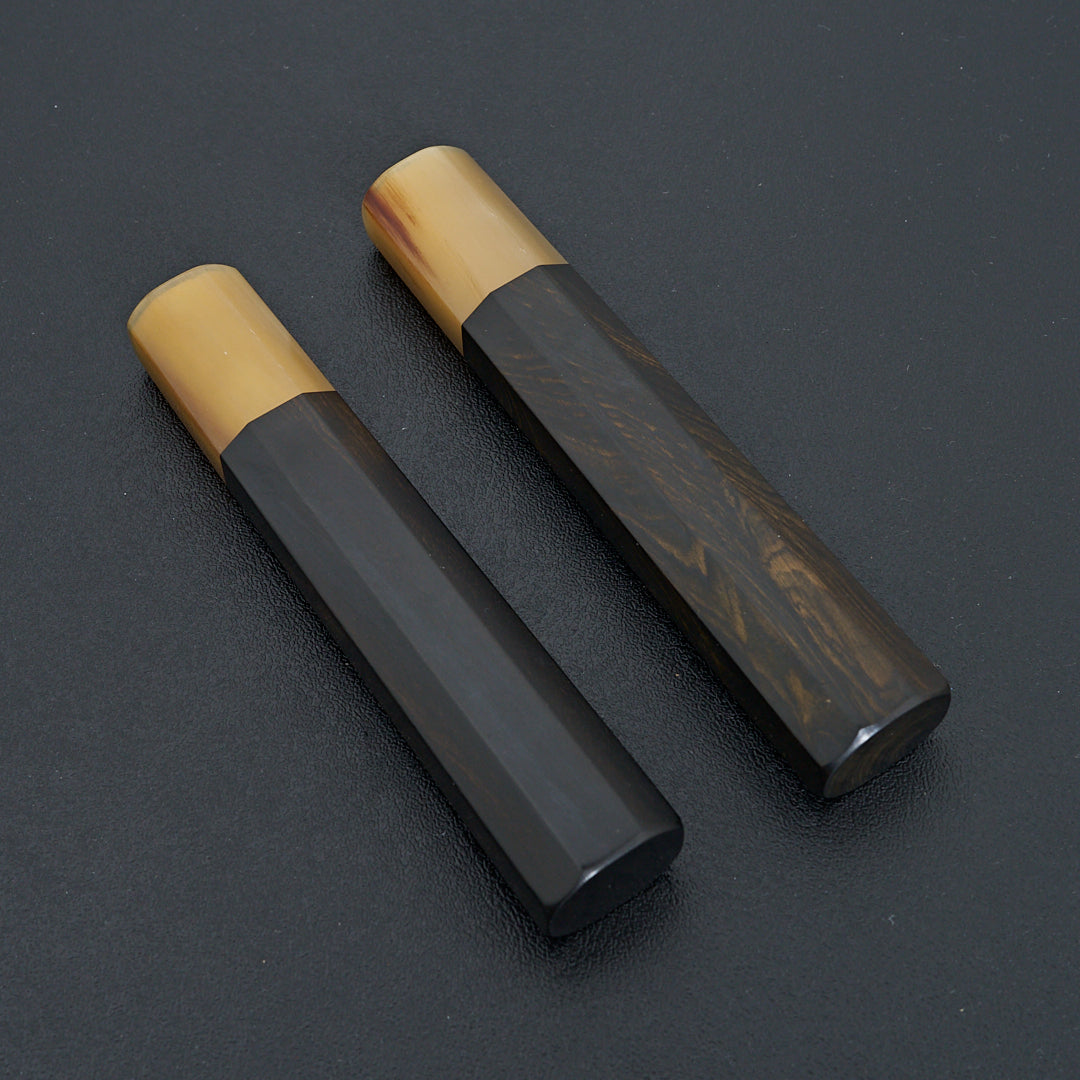 Knife Handle Octagonal Black Ebony Horn 135mm